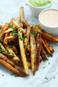 Tex-Mex Oven Fries with 2 Dipping Sauces | Sweet Potato Fries | Good ...