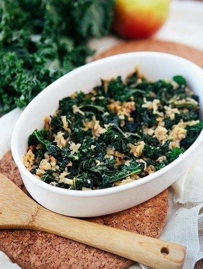 Sweet Braised Kale with Apples and Nuts | Good Life Eats