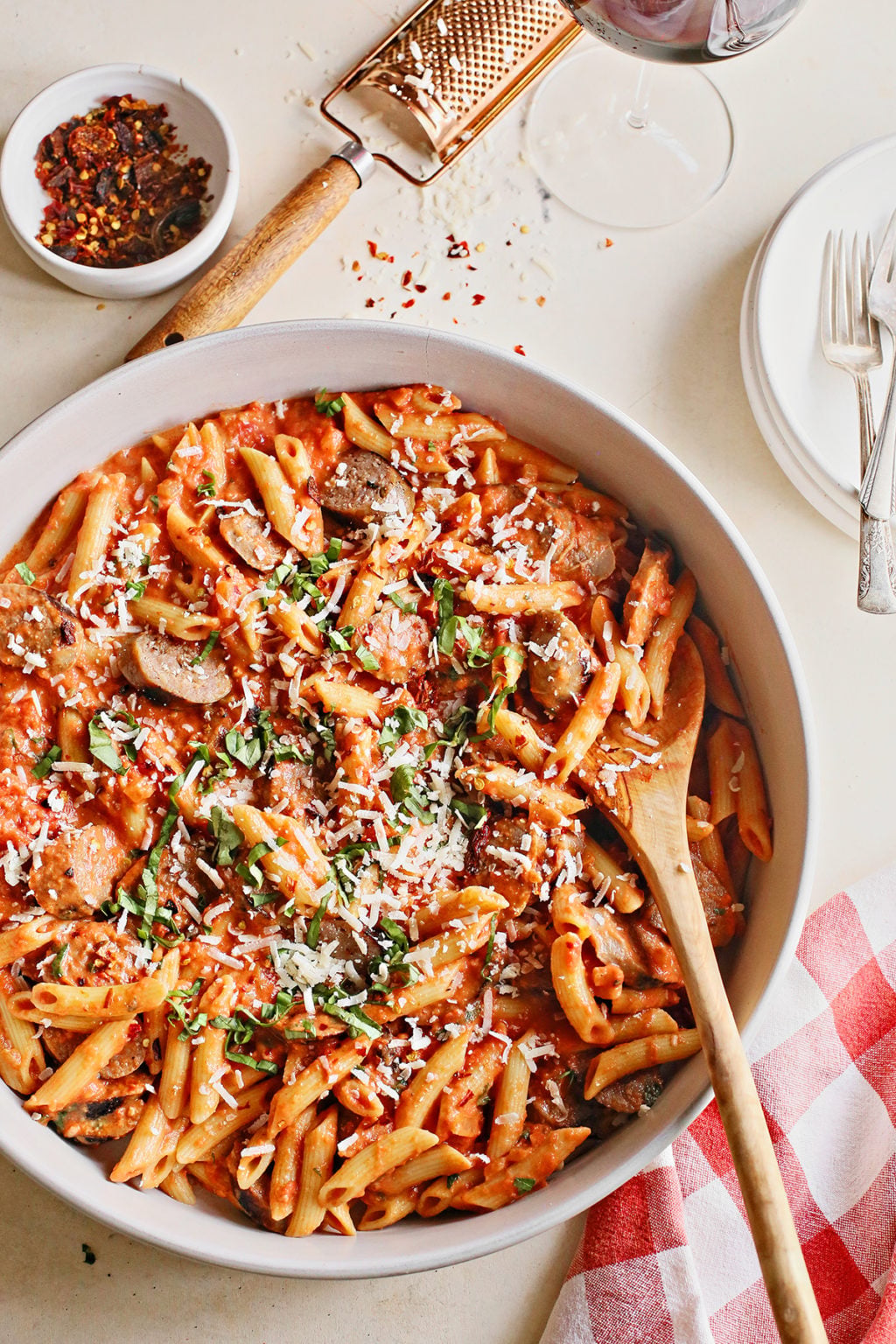 Penne with Vodka Sauce and Italian Sausage | Good Life Eats®