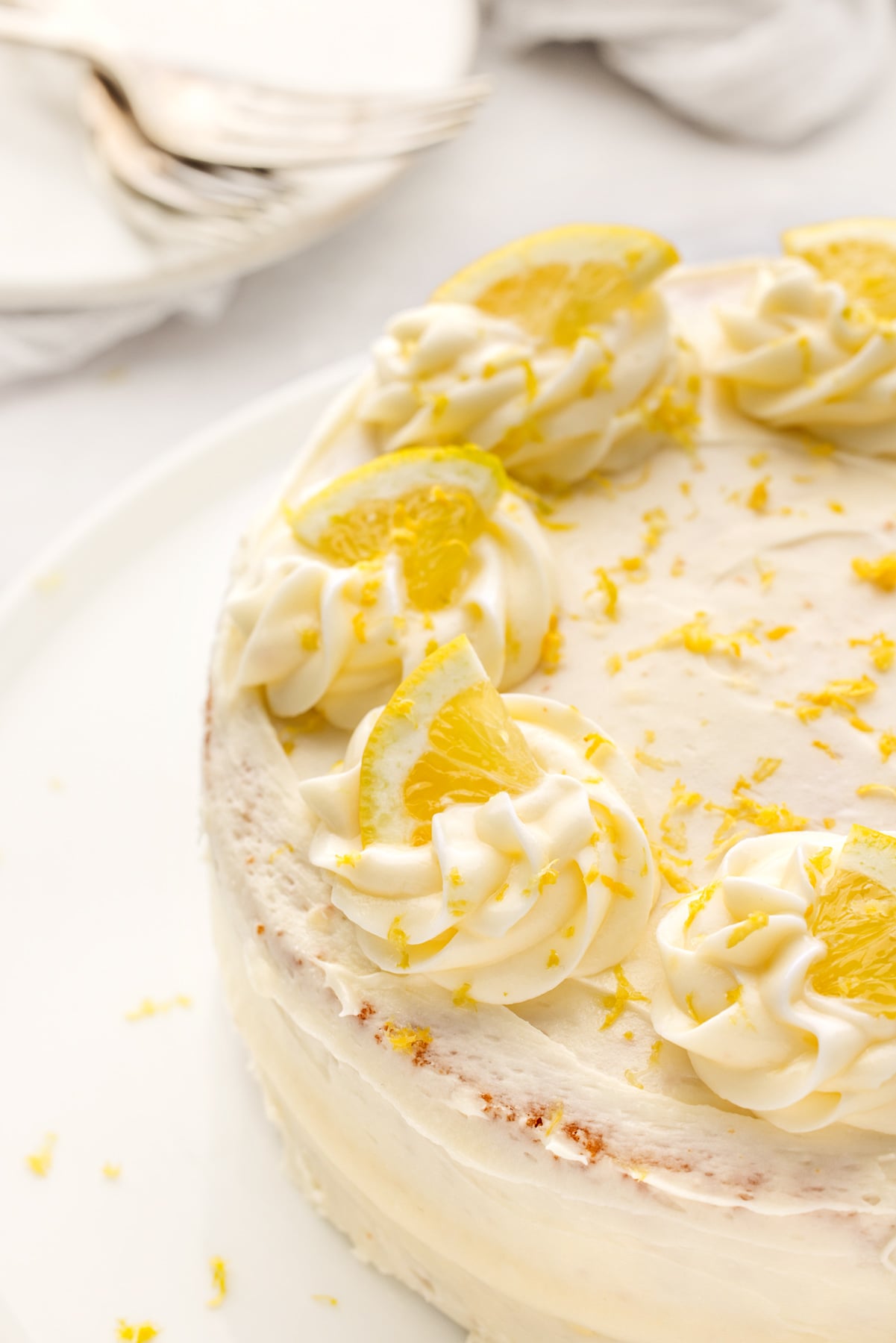 Bright & Sunny Lemon Layer Cake with Cream Cheese Frosting | Good Life Eats