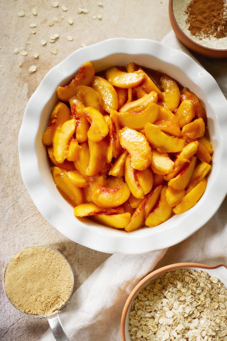 Old-Fashioned Peach Crisp with Oat Topping | Good Life Eats®