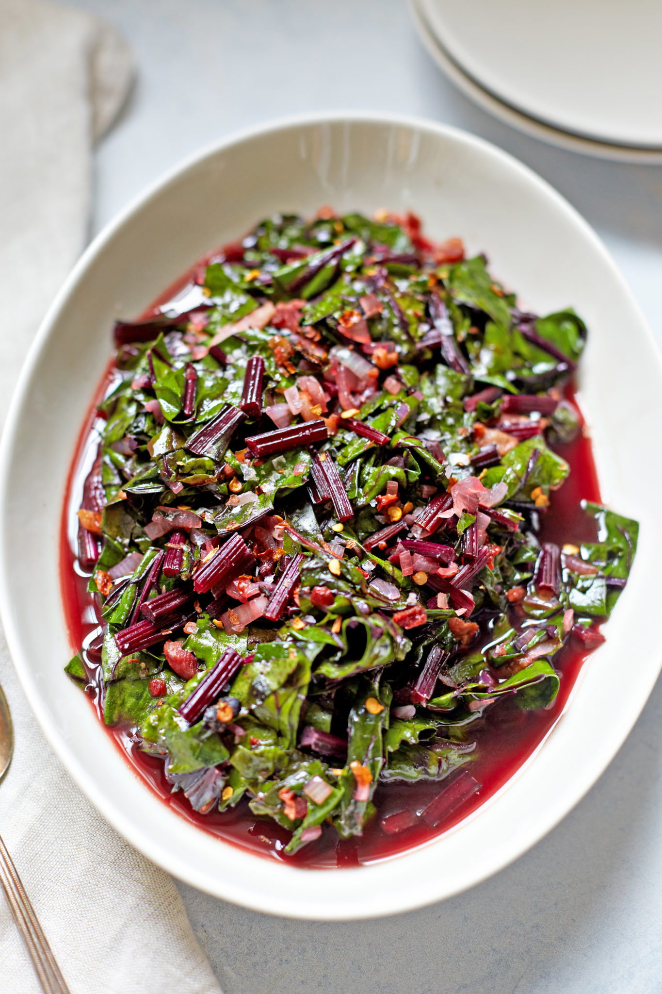 Bacon Balsamic Beet Greens | Good Life Eats®