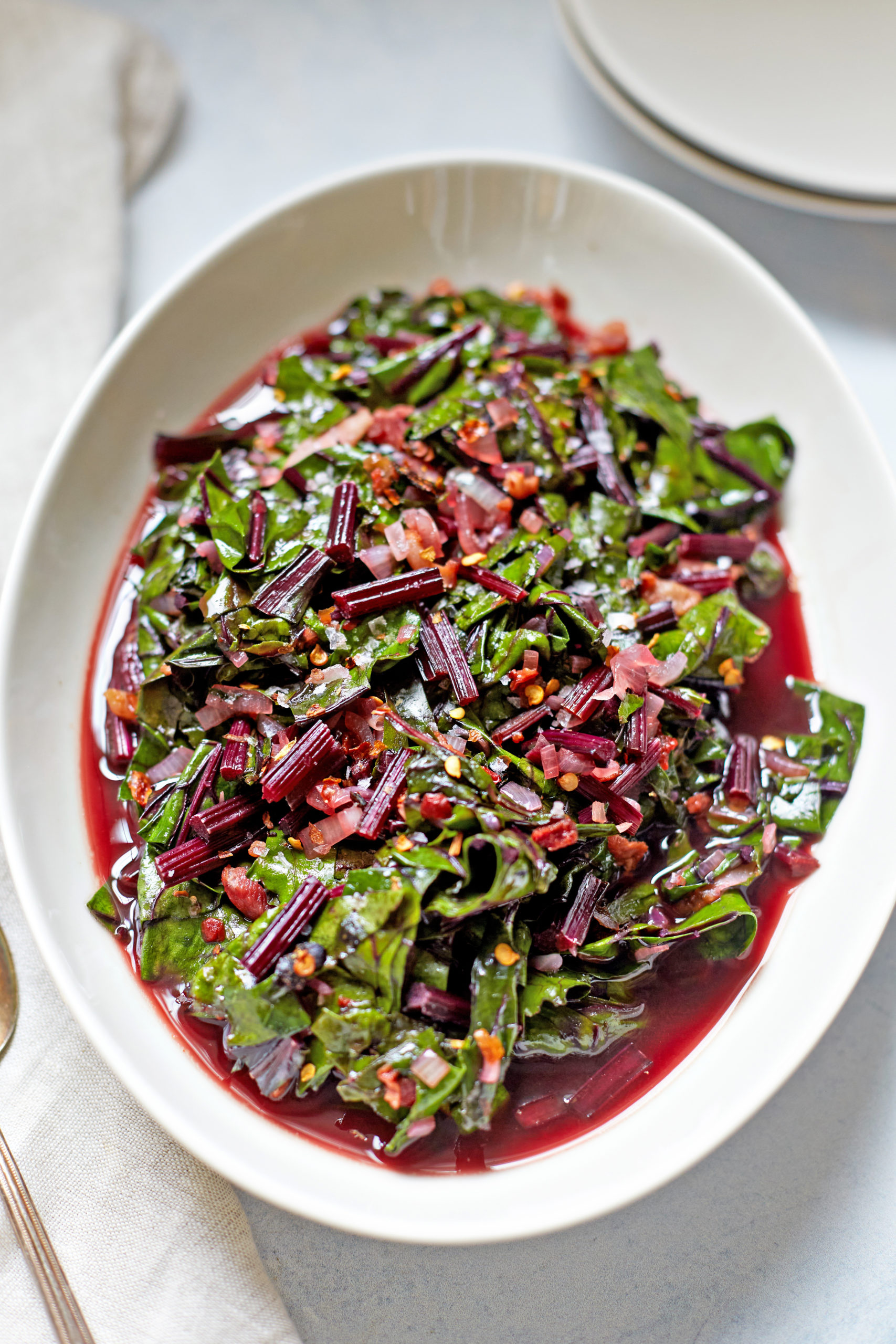 Bacon Balsamic Beet Greens | Good Life Eats®