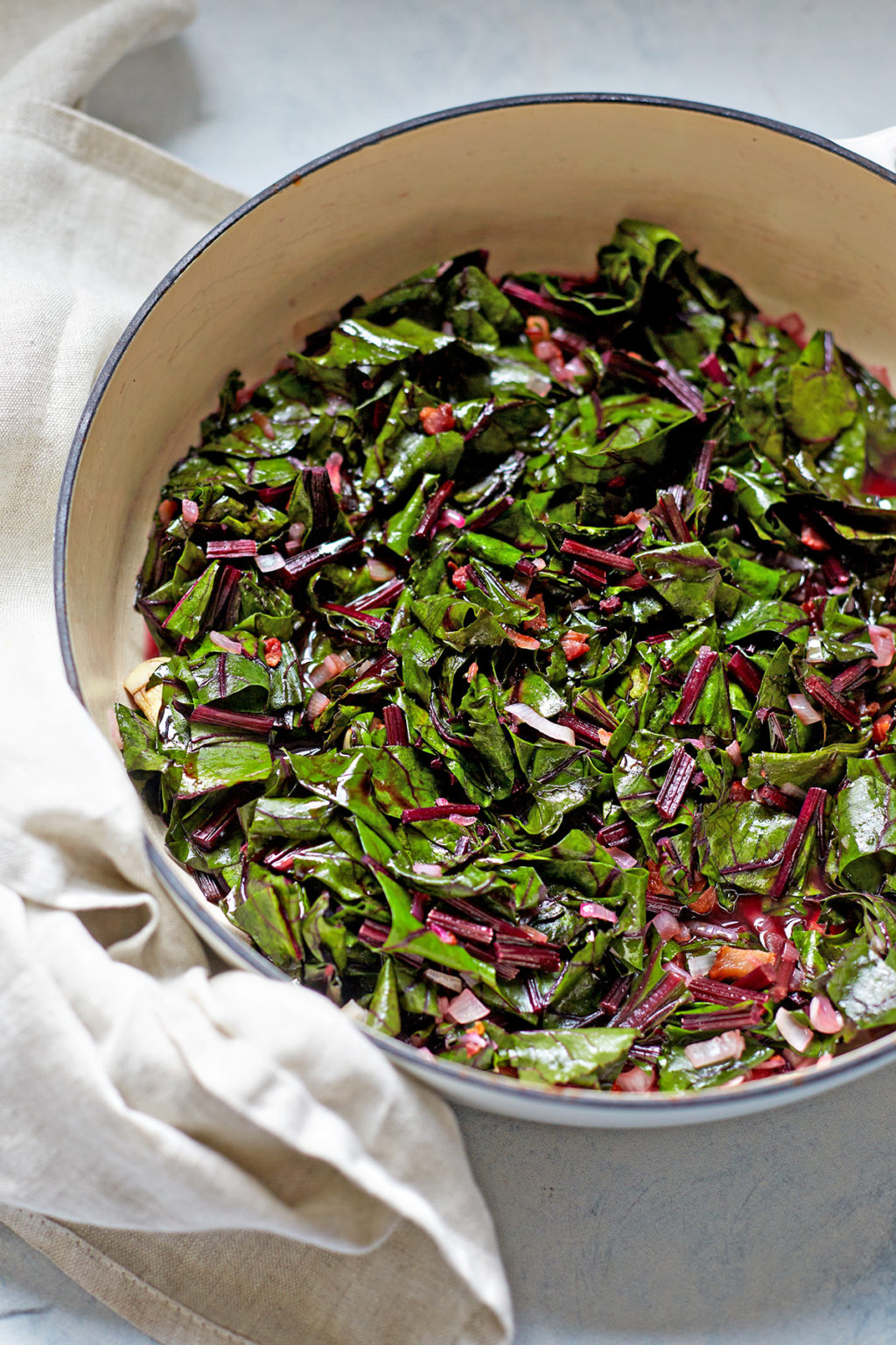 Bacon Balsamic Beet Greens | Good Life Eats®