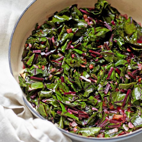 Bacon Balsamic Beet Greens | Good Life Eats®